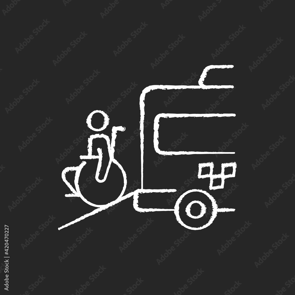 Wheelchair van chalk white icon on black background. Accessible van ...