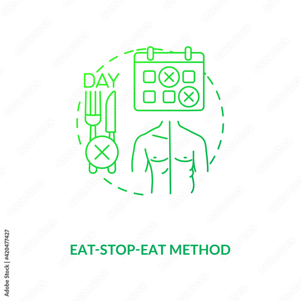 Eat-stop-eat method dark green concept icon. Diet plan for weight loss ...
