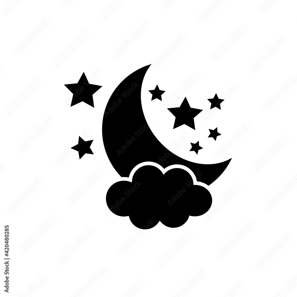 Night Icon in trendy flat style isolated on grey background. Nighttime ...