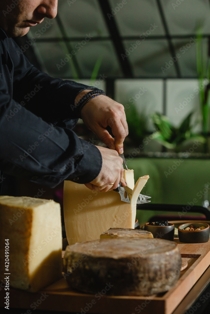 Preparing Beautiful Homemade French Cheese For Serving With Dry Fruits ...