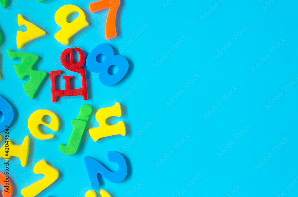 Background from letters of the english alphabet and numbers with place ...