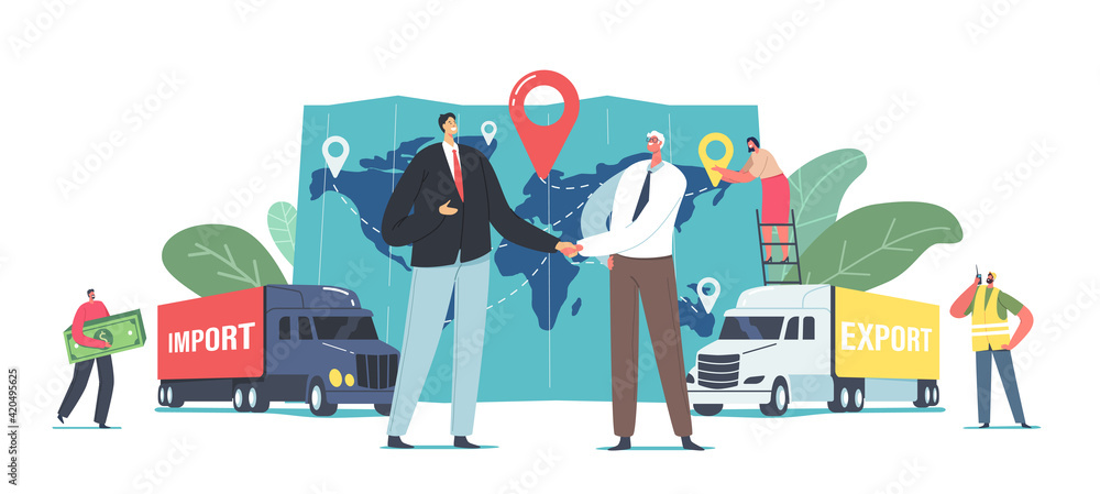 Cargo Export and Import, Logistics Concept. Business Partners ...