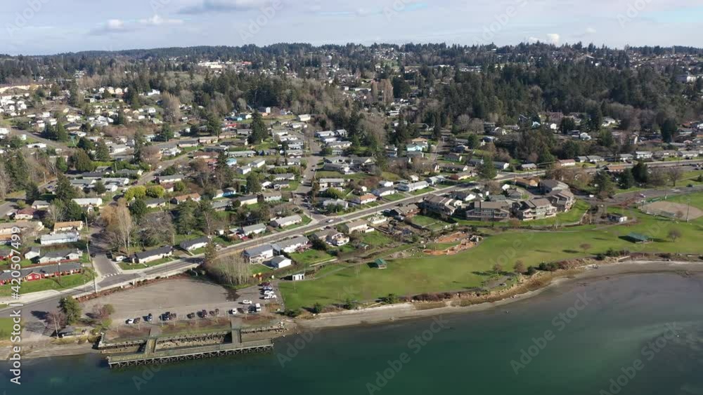 Cinematic aerial drone footage of Bremerton, Manette, Sheridan Park ...