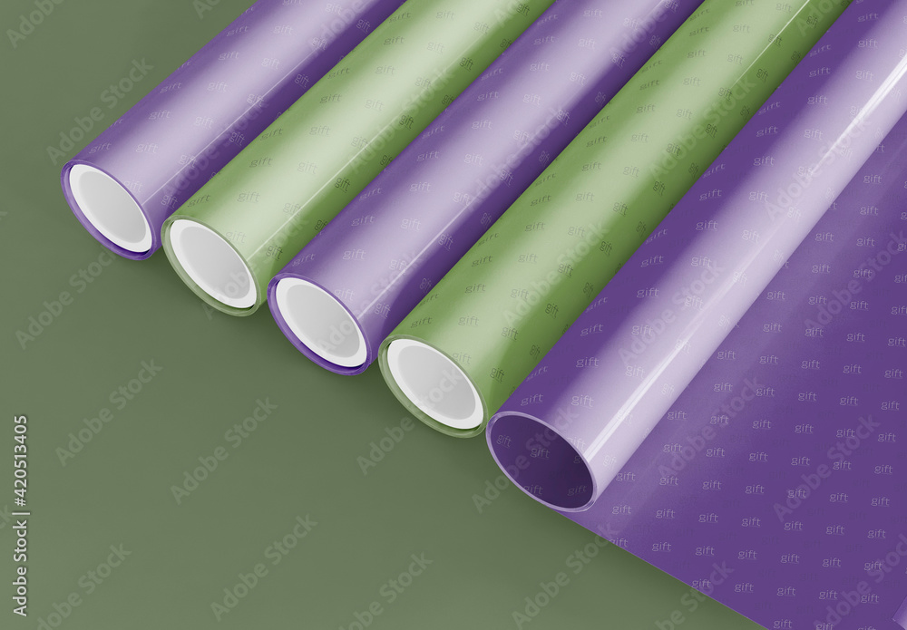 Five Wrapping Paper Rolls Mockup Stock Template | Adobe Stock