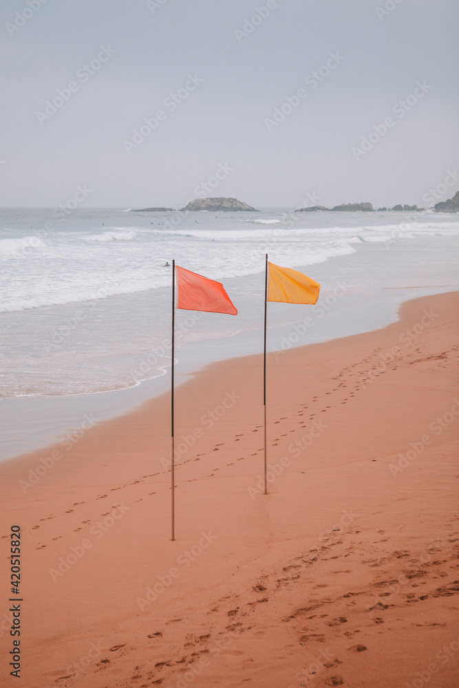 Warning beach flag Stock Photo | Adobe Stock