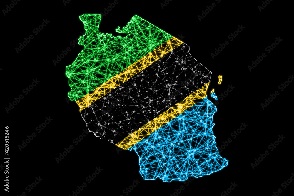 Map of Tanzania, Polygonal mesh line map Stock Illustration | Adobe Stock