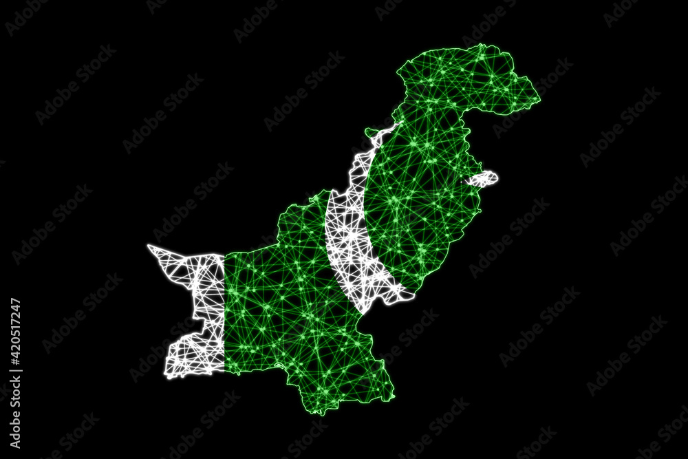 Map of Pakistan, Polygonal mesh line map Stock Illustration | Adobe Stock