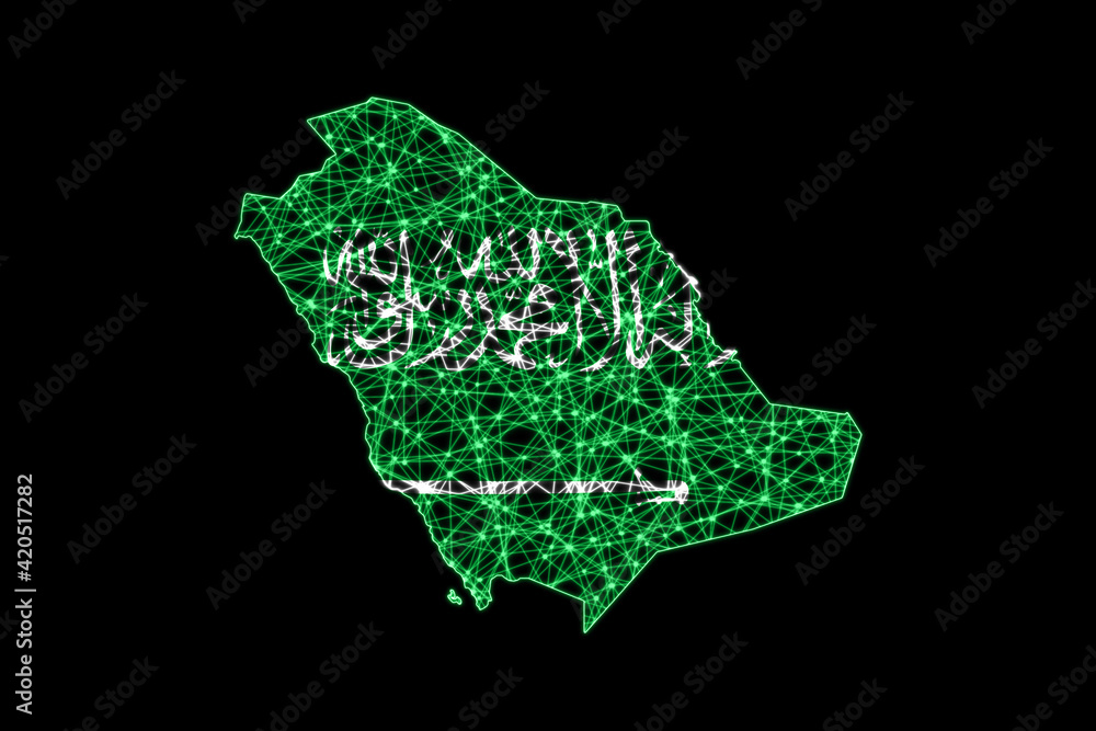 Map of Saudi Arabia, Polygonal mesh line map Stock Illustration | Adobe ...