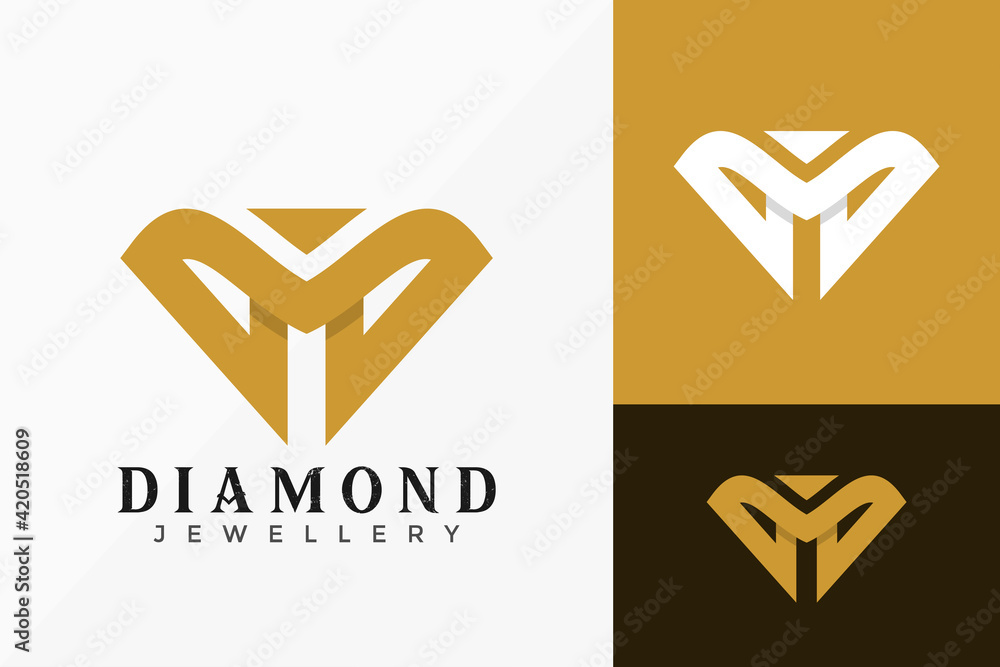 Luxury Letter M Diamond Logo Vector Design. Abstract emblem, designs ...