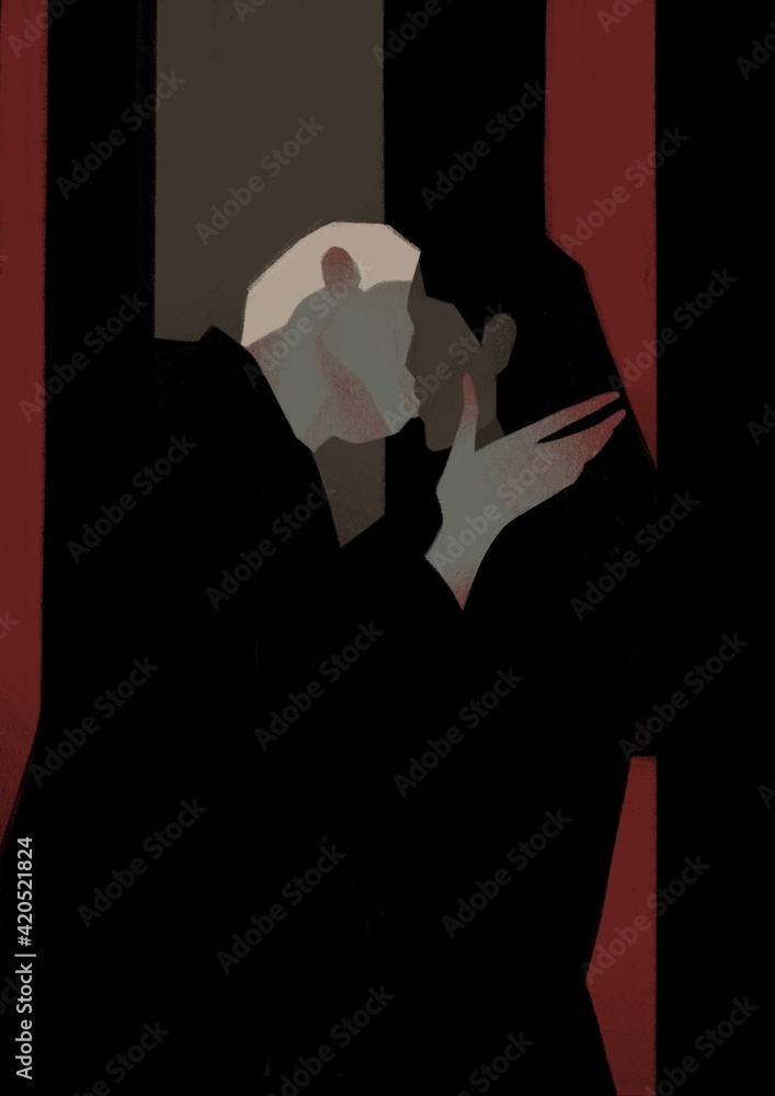 Kiss Of Couple Lovers. Relationship Between Two People. Human Love ...