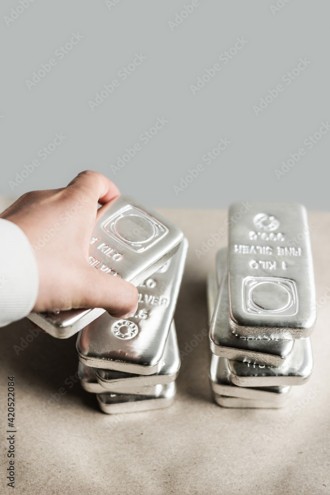 silver bars stack Stock Photo | Adobe Stock