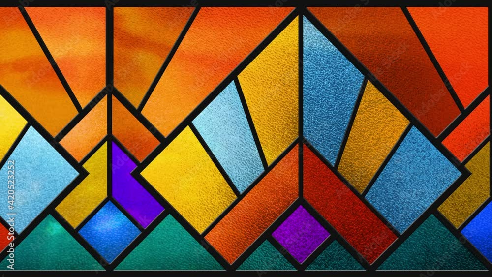 Vidéo Stock Animated colorful modern looping stained glass window. Art ...