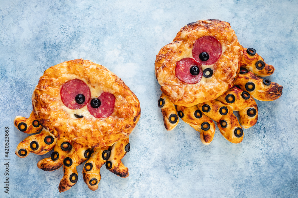 Cute octopus pizza Stock Photo | Adobe Stock