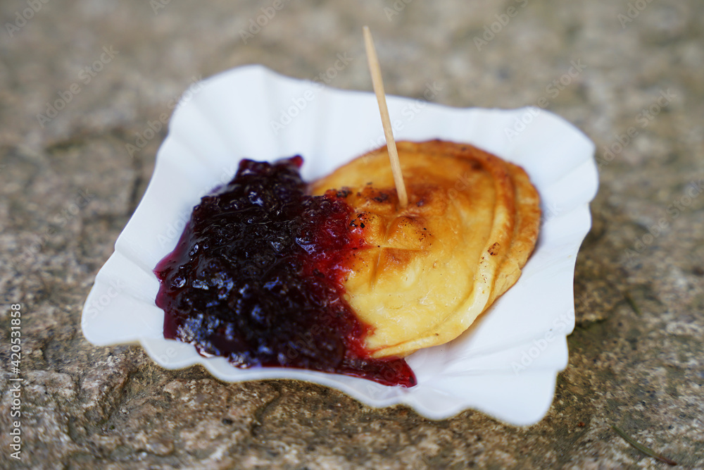 Oscypek, traditional Polish smoked cheese made of sheep milk, served ...
