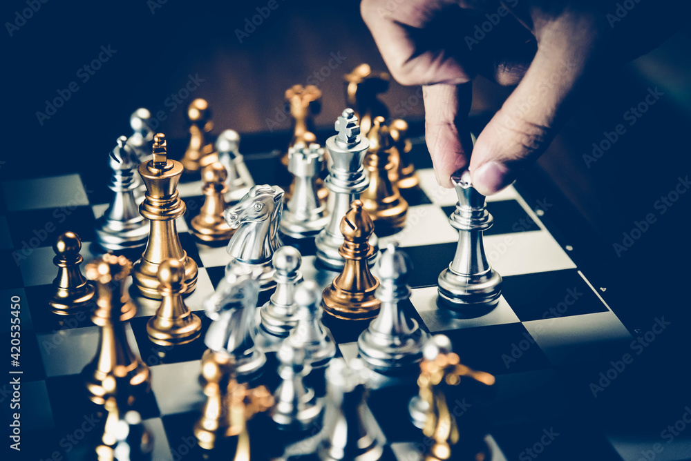Chess board game to represent the business strategy with competition in ...