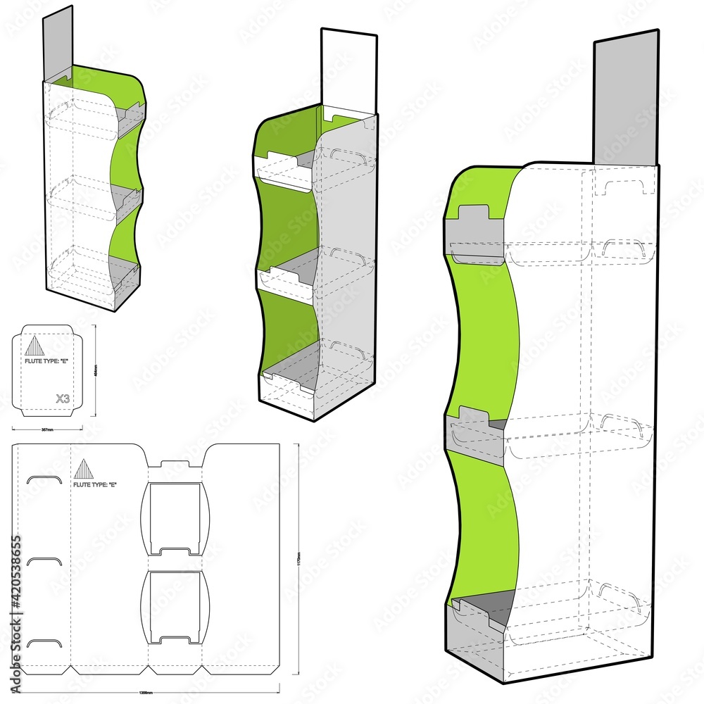 Box for Display Stand and Die-cut Pattern. Stock Vector | Adobe Stock