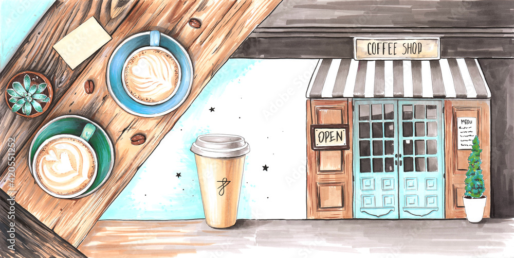 Hand drawn watercolor artwork. Painted aquarelle picture. Artist ...