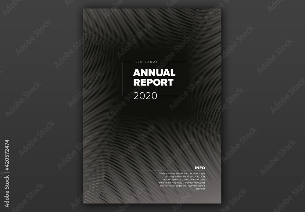 Dark Gray Annual Report Front Cover Page Layout Stock Template | Adobe ...