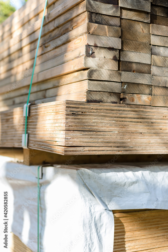 Stack of Lumber Outdoors Stock Photo | Adobe Stock