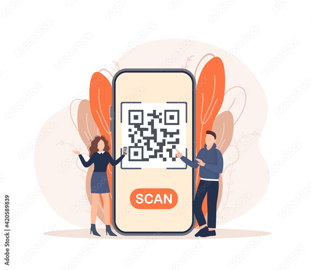 Scan qr code people, great design for any purposes. 3d vector ...