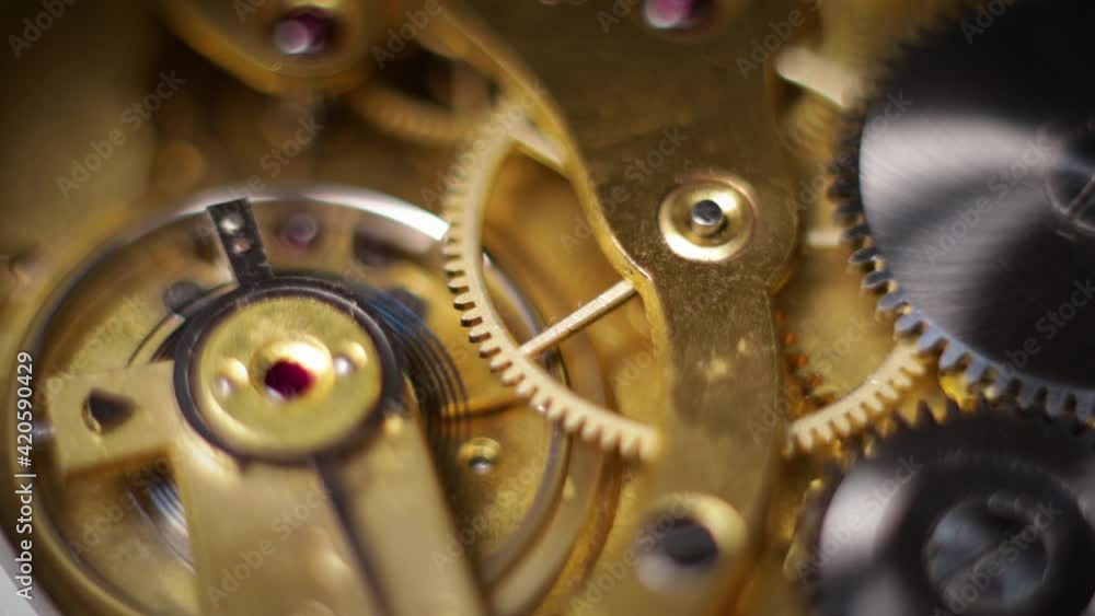 working clockwork gears (clock mechanism) inside a vintage clock Stock ...