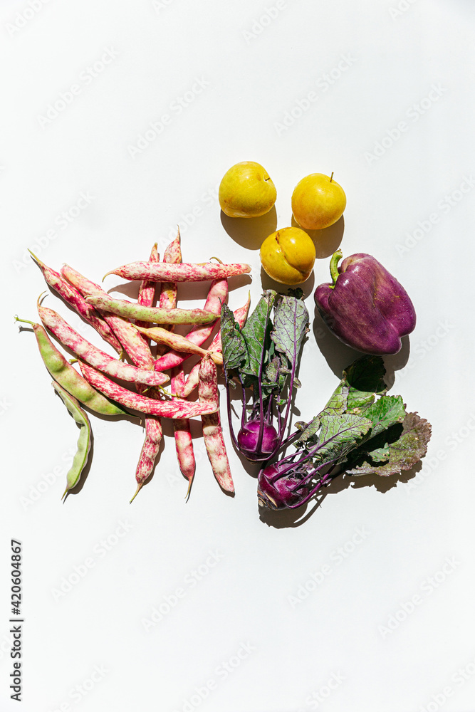 Beautiful organic produce on white background Stock Photo | Adobe Stock