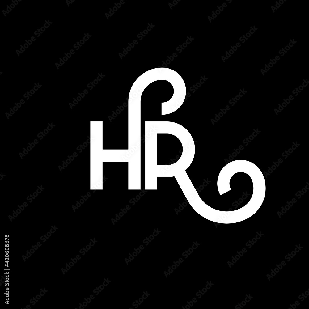 HR letter logo design on black background. HR creative initials letter ...