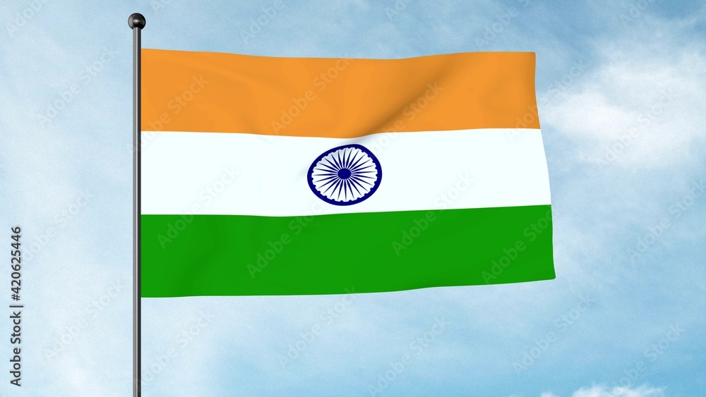 3D Illustration of The National Flag of India is a horizontal ...