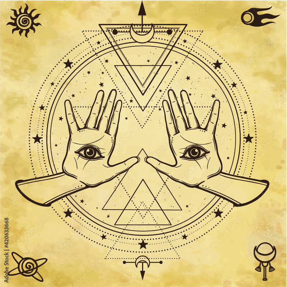 Mystical Drawing Human Hands Have An Omniscience Eye Sacred Geometry mystical-drawing-human-hands-have-an-omniscience-eye-sacred-geometry
