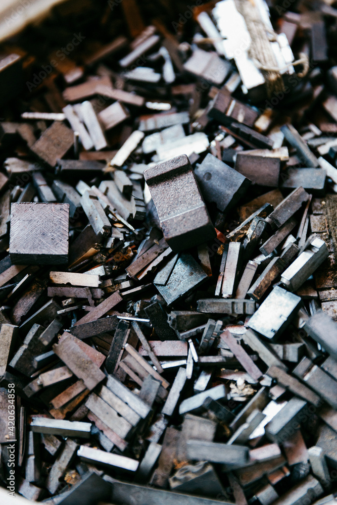 Typesetting from Old vintage Newspaper Printing Press Stock Photo ...