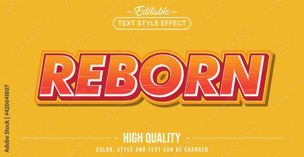Editable text style effect - Reborn theme style. Graphic Design Element ...