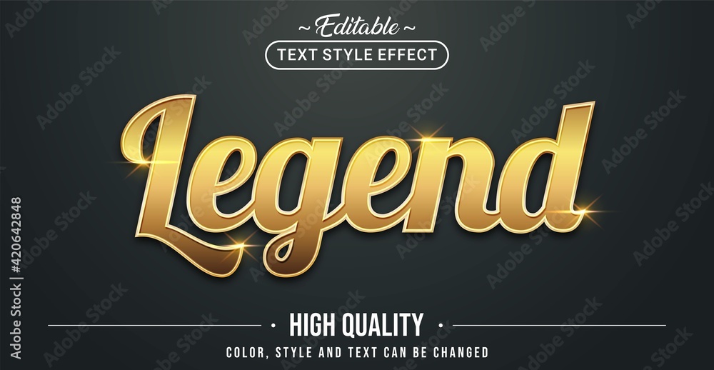 Editable text style effect - Legend theme style. Stock Vector | Adobe Stock