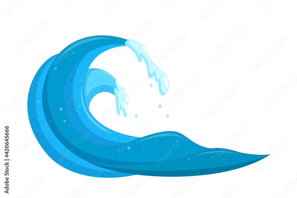 Big tsunami tide. Tsunami storm wave illustration. Cartoon vector ...