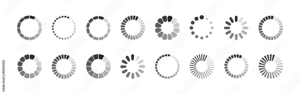 Set of vector Loading icons. Circle progress bar. Load icon for app ui ...