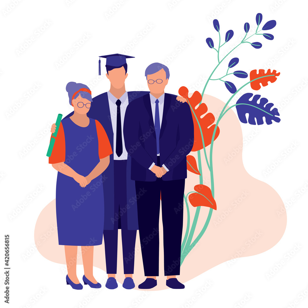 Graduate Student And Parents Taking Photographs Together. Graduation ...