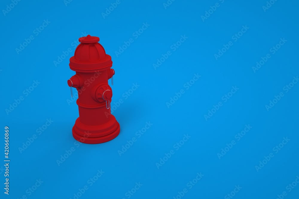 3D model of a fire hydrant on a colored background. Fire hydrant, fire ...