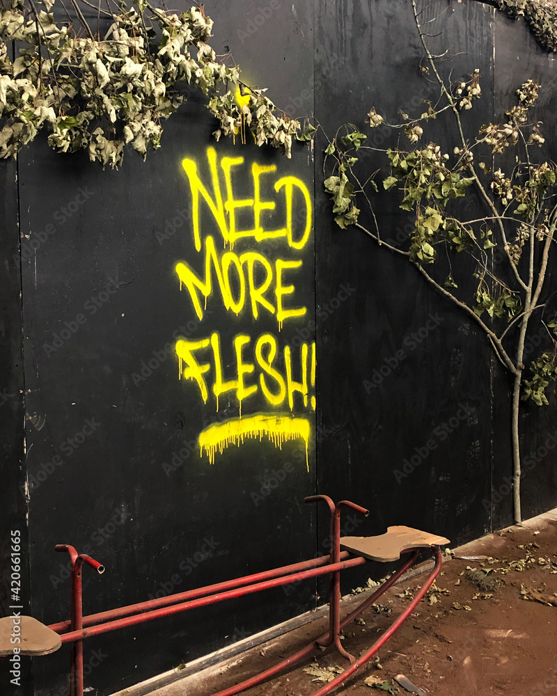 Scary Zombie Flesh Spray Paint Sign Stock Photo | Adobe Stock