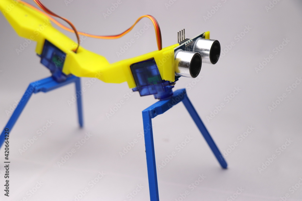 micro servo and ultrasonic sensor using robot with 3D printed parts on ...