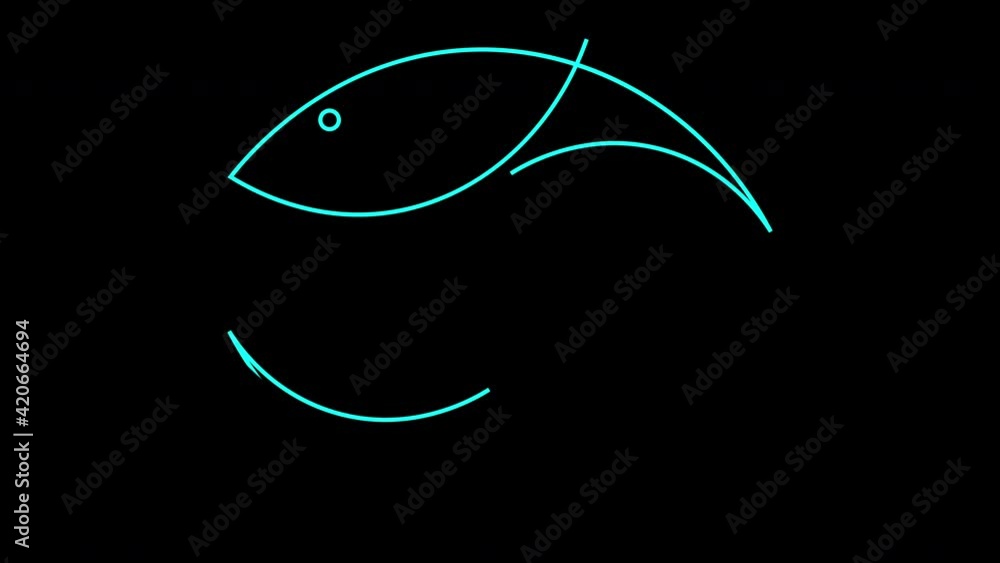 animated creative minimal fresh seafood logo from fish outlines with ...