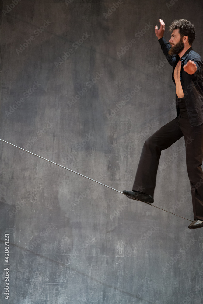 man walking on a rope 04 Stock Photo | Adobe Stock