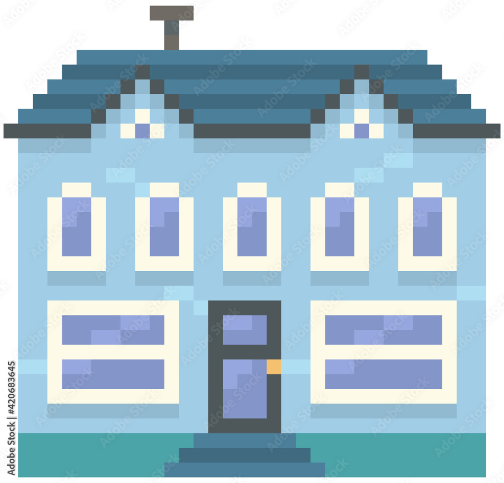 House isolated on white background. Apartment building with many ...