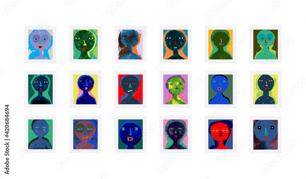 Modern People - Portraits Pattern Stock Photo | Adobe Stock