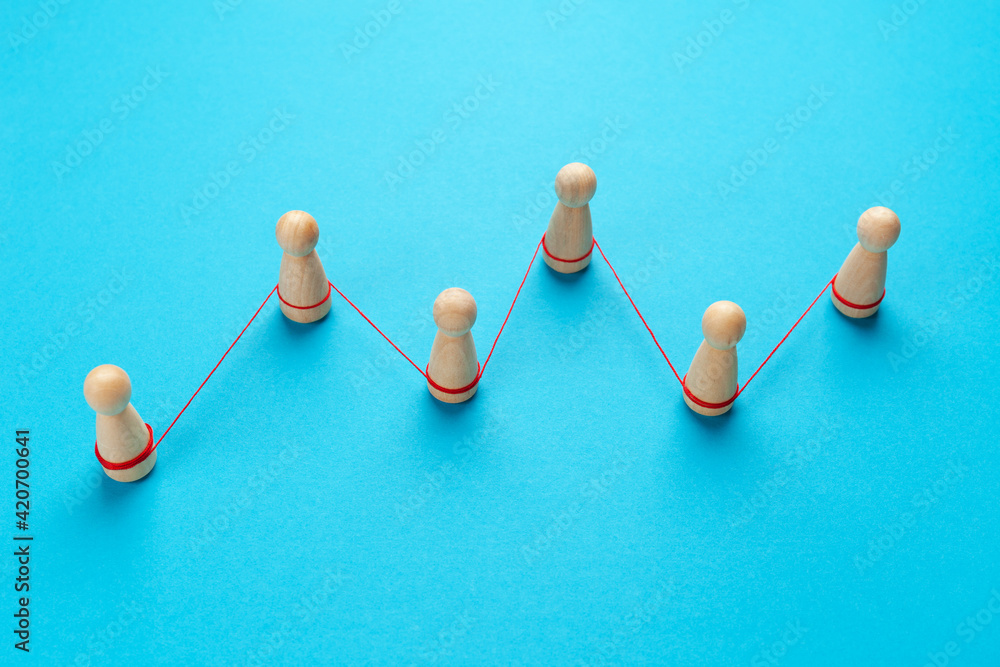 A chain of people. Combining and teamwork of a group of figures. Social ...