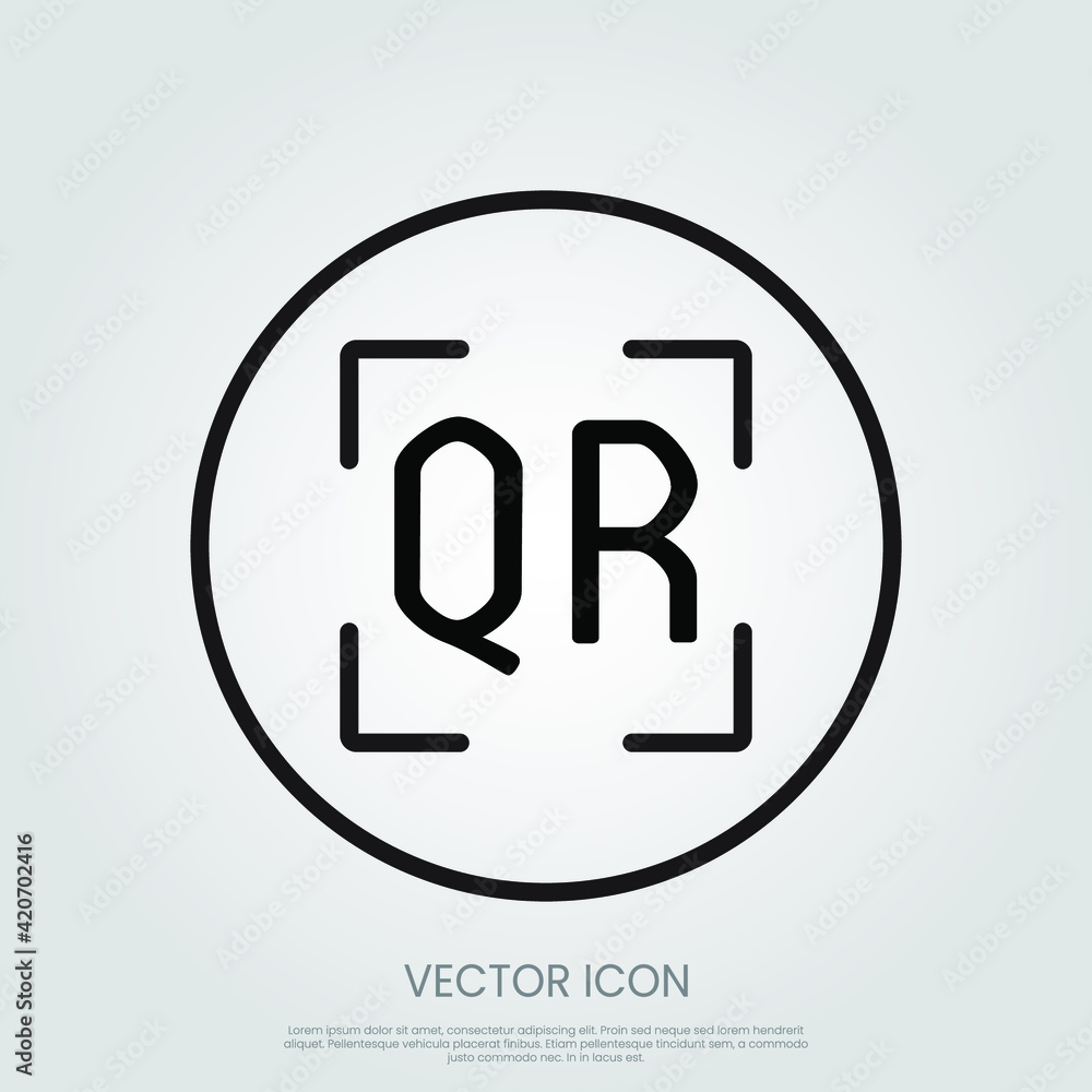 QR code scan place the center of the circle. Stroke outline style. Eps ...