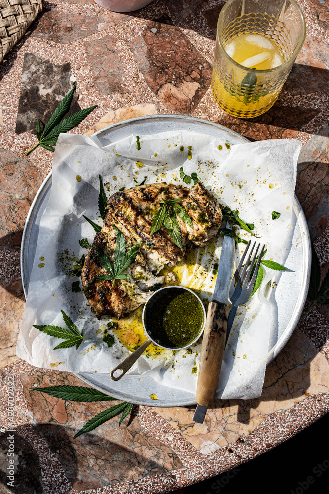 Cannabis chicken Stock Photo | Adobe Stock