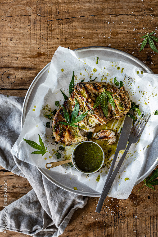 Cannabis chicken Stock Photo | Adobe Stock
