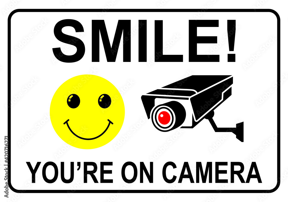 Smile You're on camera white sign Stock Vector | Adobe Stock