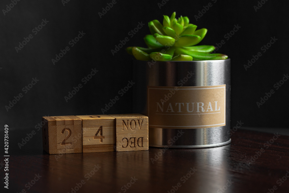 November 24. Image of the calendar November 24 wooden cubes and an ...