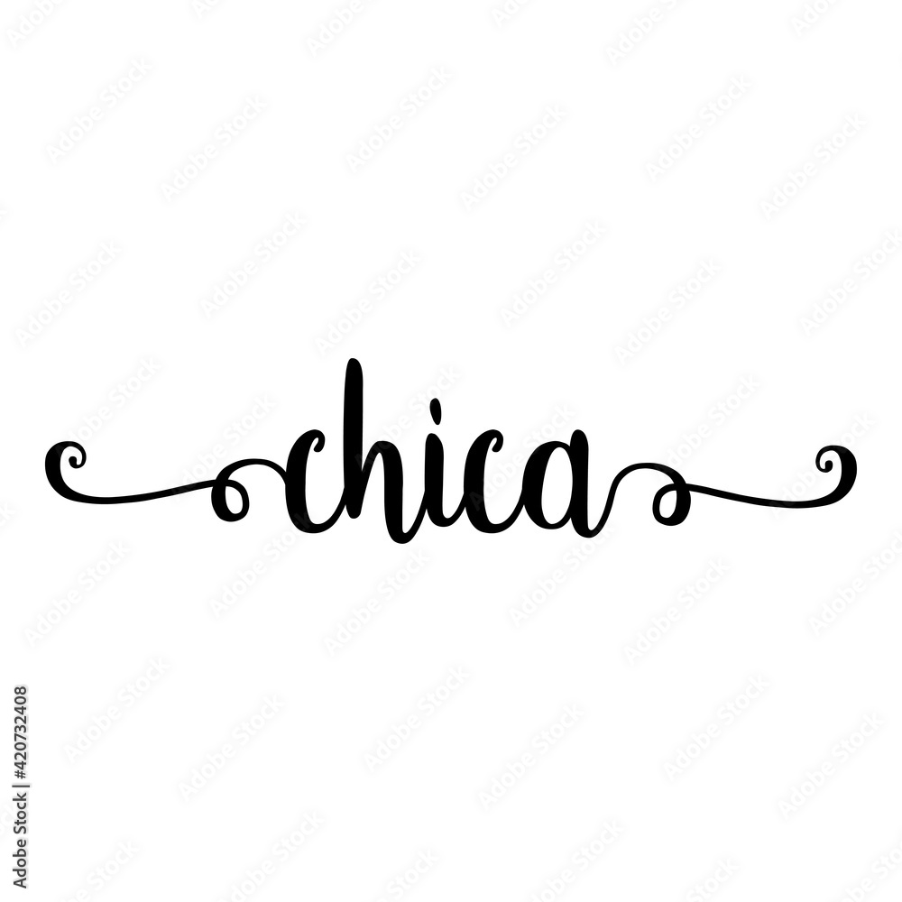 Banner con texto manuscrito chica en español escrito a mano con ...