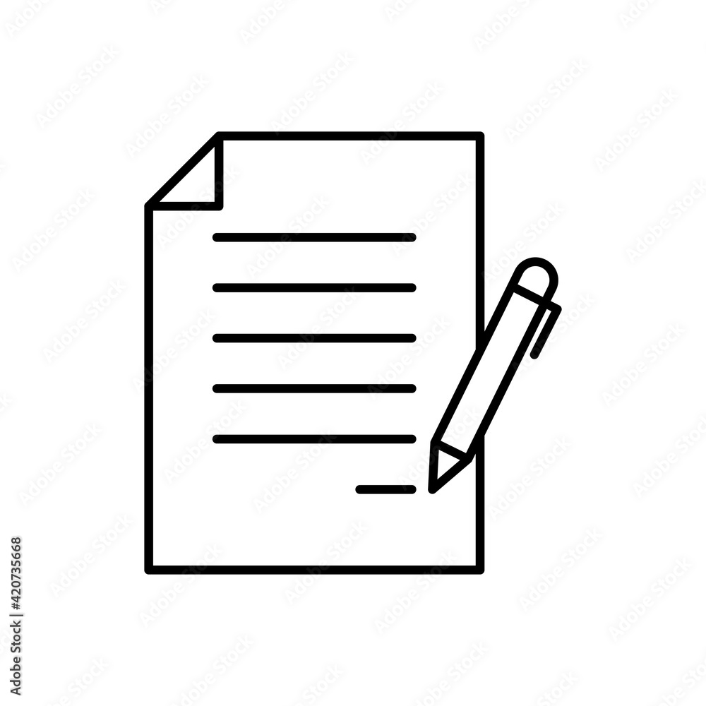 Document line icon. Paper outline symbol. Vector illustration isolated ...
